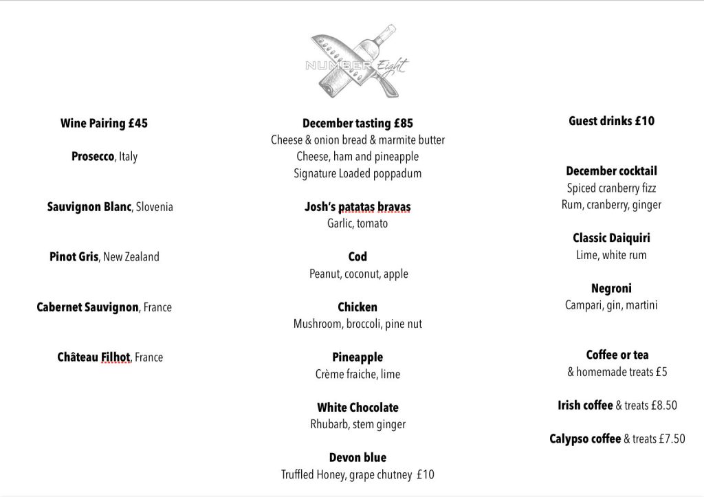 Sample Menu – Number Eight