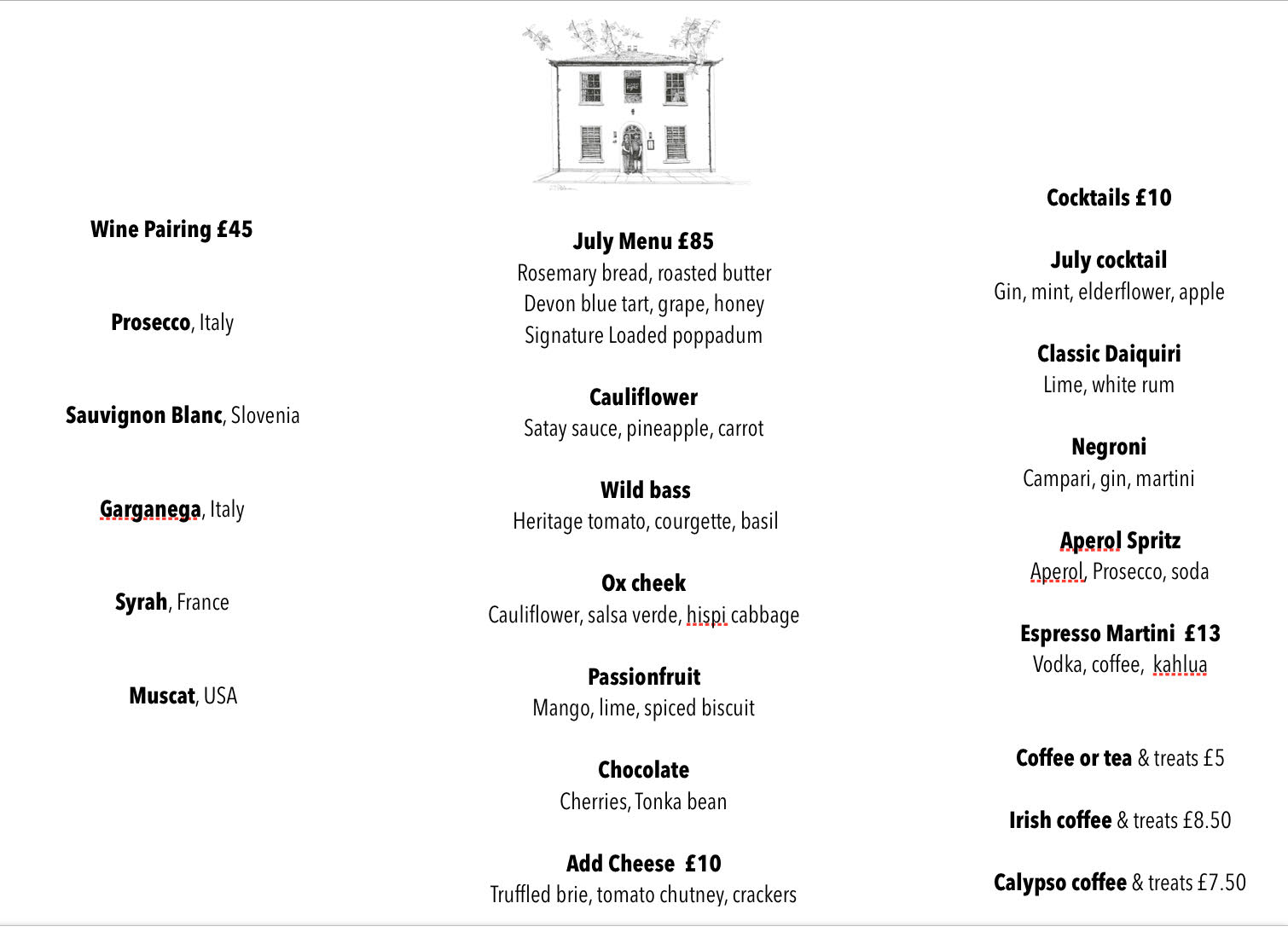 Menu – Number Eight