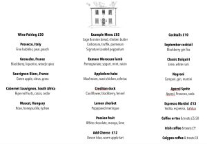 Example Menu – Number Eight