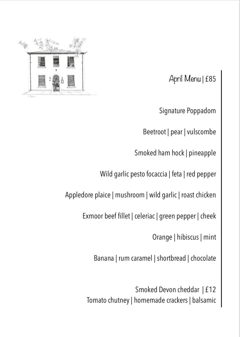 Example Menu – Number Eight